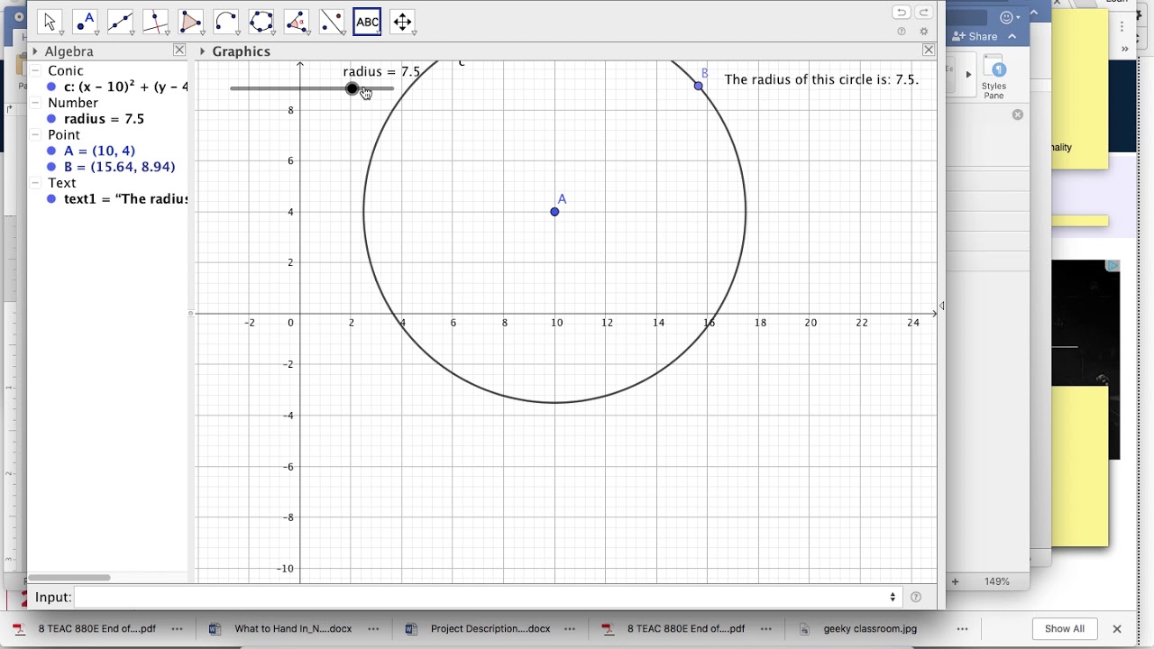 creating text boxes in Geogebra