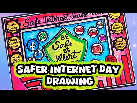 Safer Internet Day Poster/Safer Internet Day Drawing Easy Steps /Cyber Safety Poster Drawing"