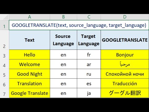 How to Use GOOGLETRANSLATE Formula in Excel