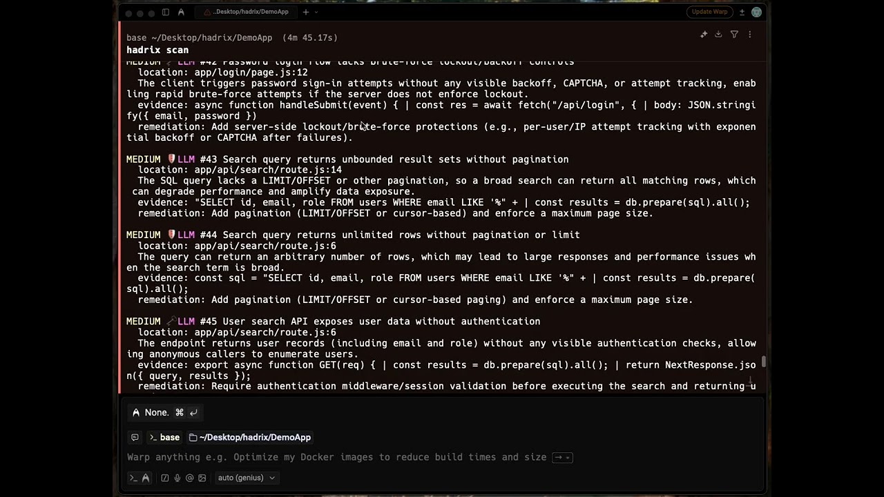 Hadrix - AI-powered security vulnerability scanner
