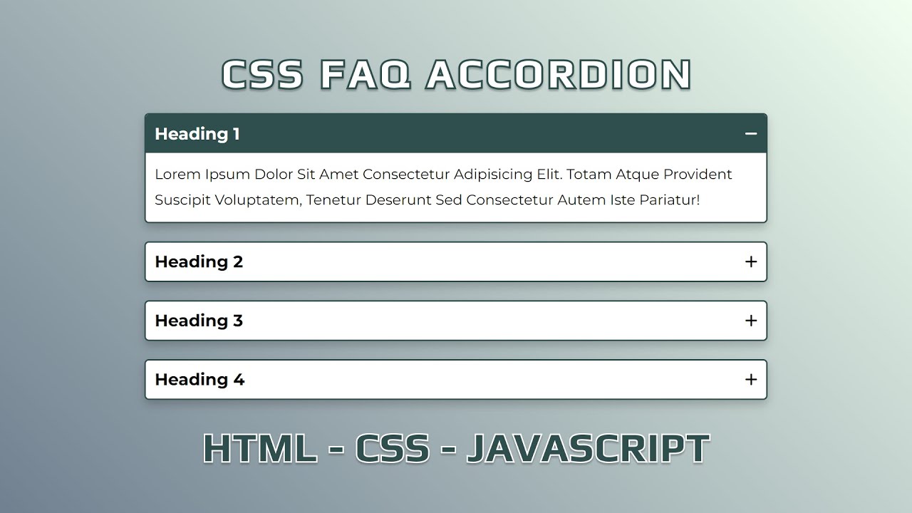 How To Make FAQ Accordion Using HTML / CSS / JAVASCRIPT