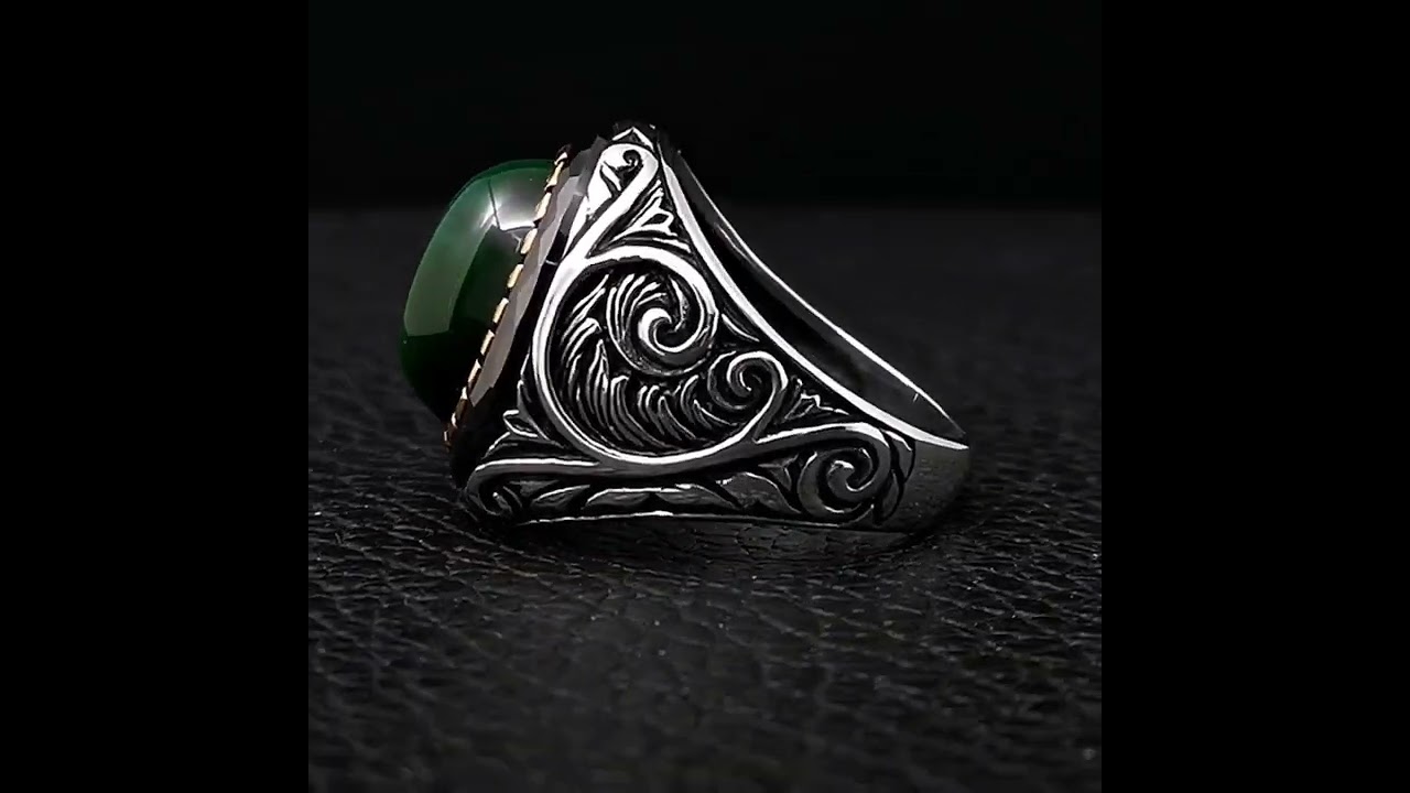 Celtic Engraved Mens Natural Tiger Eye Silver Ring