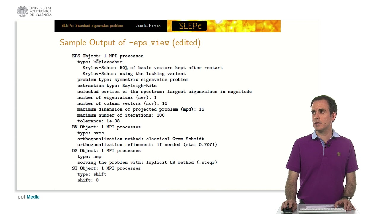 SLEPc: Standard eigenvalue problem |  | UPV