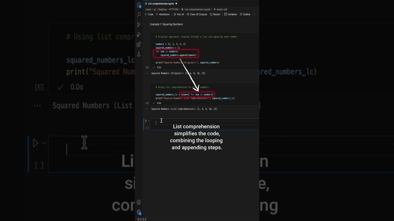 Python LIST COMPREHENSION 🤯‼️ Explained ✅ in UNDER 60 SECONDS ⏱️🔥#python #coding #tutorial