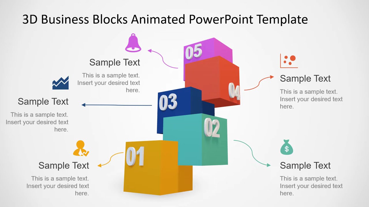 3D Business Blocks Animated PowerPoint Diagram