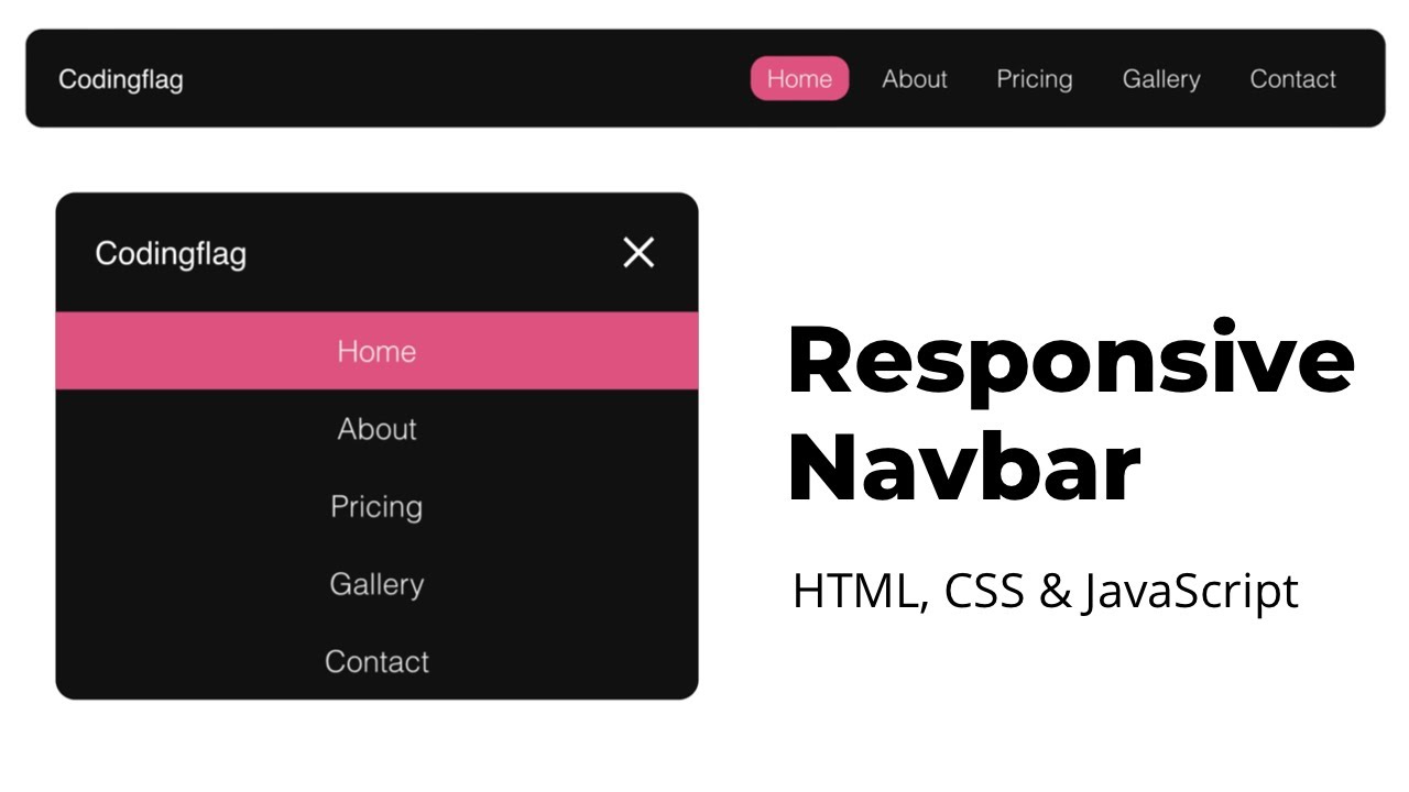 Create Responsive Navigation Bar using HTML, CSS & JavaScript