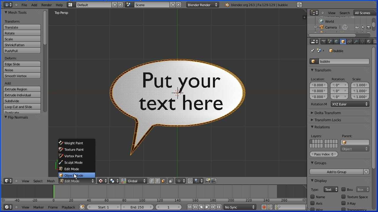 Blender Modelling Tutorial - Making a Speech Bubble (Using the new Inset Function)