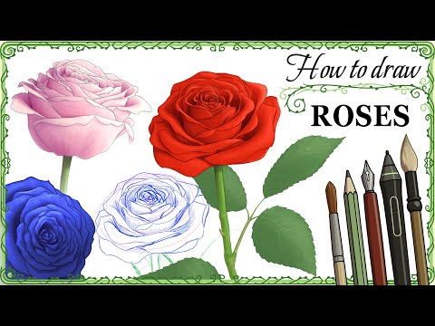 How to draw ROSES - Step by Step Art Tutorial