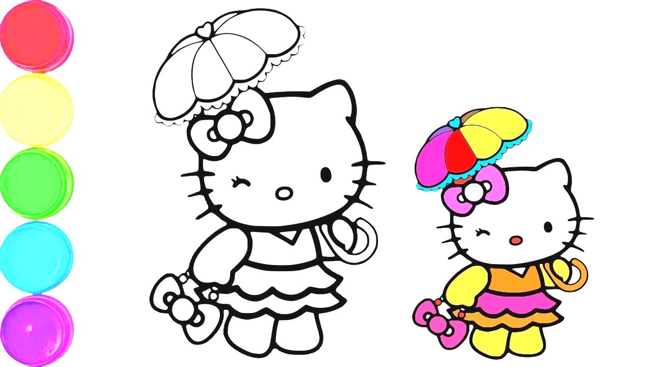 How to Draw Cute Mermaid Hello Kitty, Painting, Coloring for Kids and Toddlers