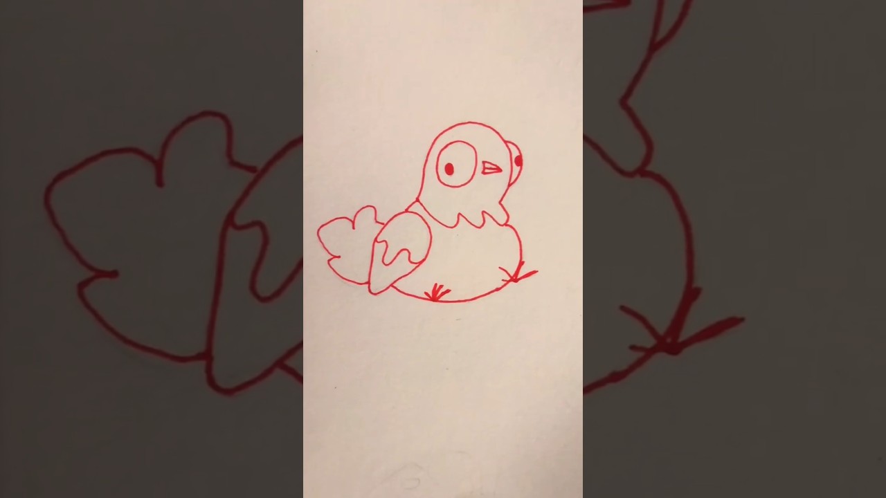 Cute Bird Drawing Tutorial 🐥✨So easy, so adorable ❤️ #birddrawing #short