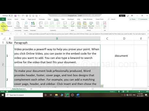 Thesaurus & Spell check in excel