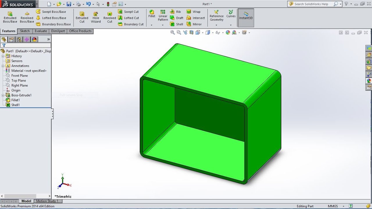 SolidWorks tutorial Sketch Box