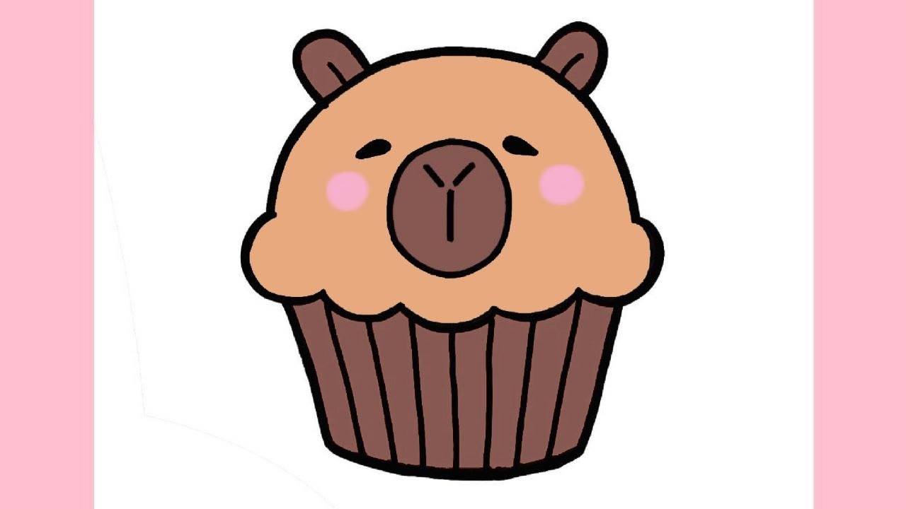 CÓMO DIBUJAR UN CUPCAKE DE CAPIBARA KAWAII ❤ Dibujos para dibujar