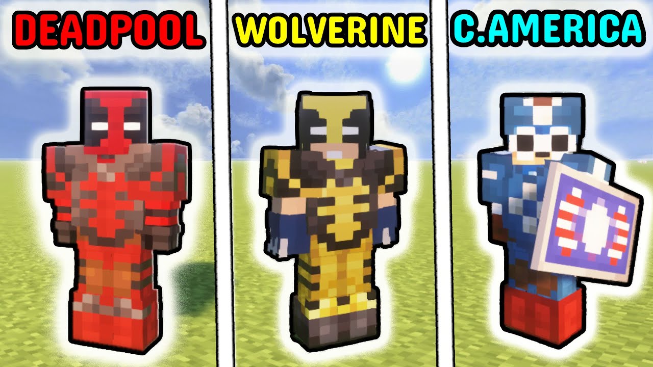 3 MARVEL Armor Costumes in Minecraft TUTORIAL