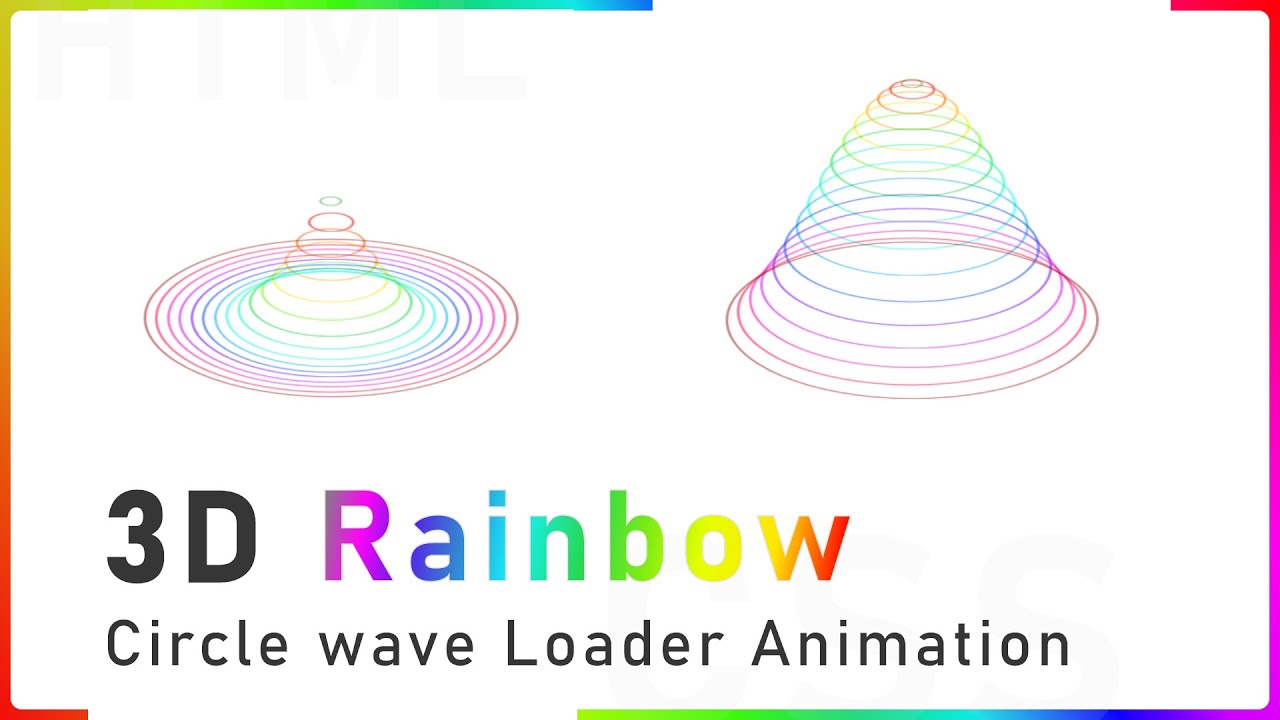 3D Rainbow circle wave animation | HTML and CSS