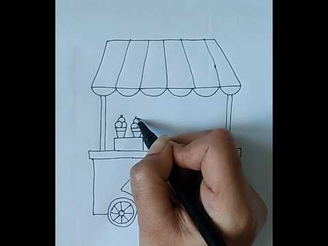 How to draw Ice-cream cart @niyuzart Summer season drawing | #icecream #icecreamcart #summer
