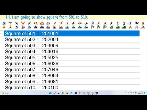 Square from 501 to 510