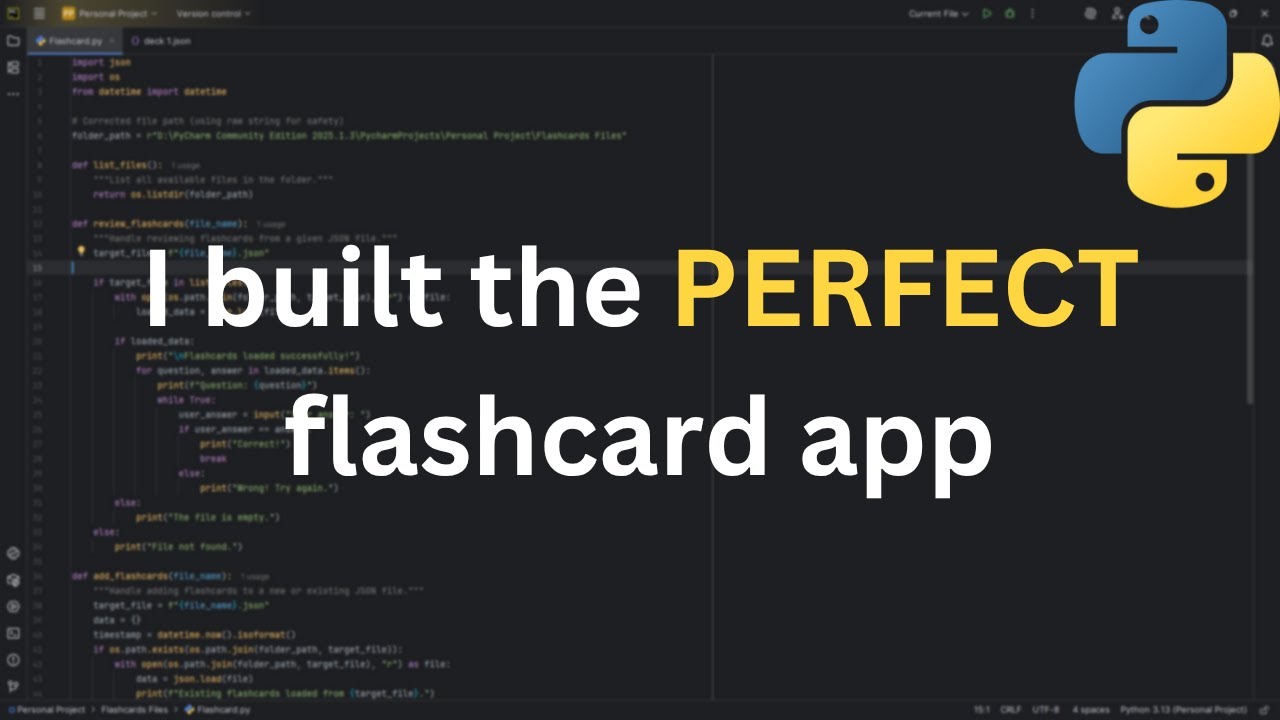 Creating the PERFECT flashcard app | Python