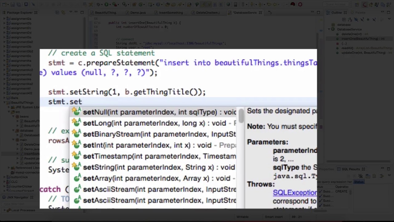 JavaEE Web App 11 - Database 9 - create a insert method in a database java class