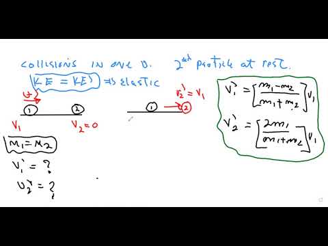 Elastic collision in one dimension.second particle at rest.