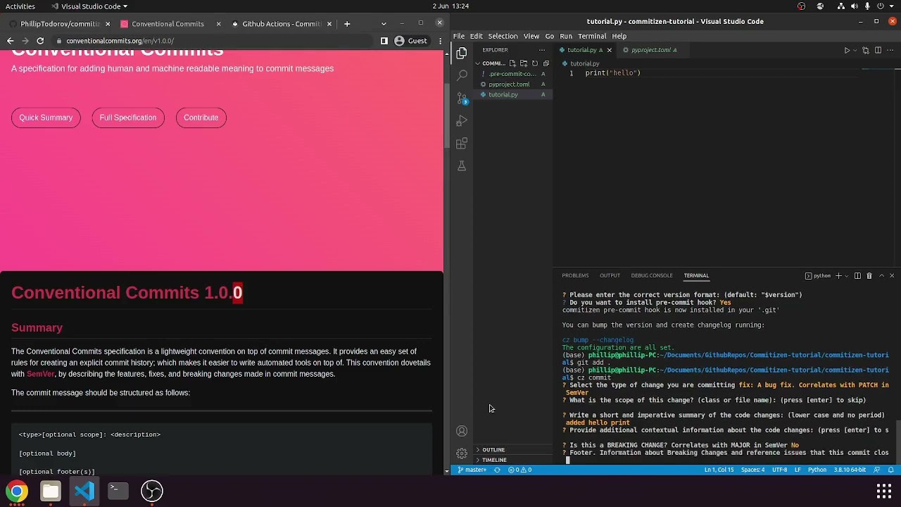 Automated Semantic Versioning for Python using Commitizen and GitHub-Actions