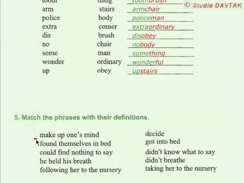Match the syllables. 5. Match the phrases with their definitions