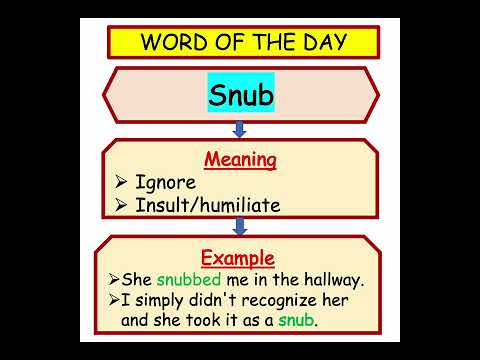 Snub Vocabulary Word of the day Meaning and examples #shorts #short #shortvideo #idioms #english
