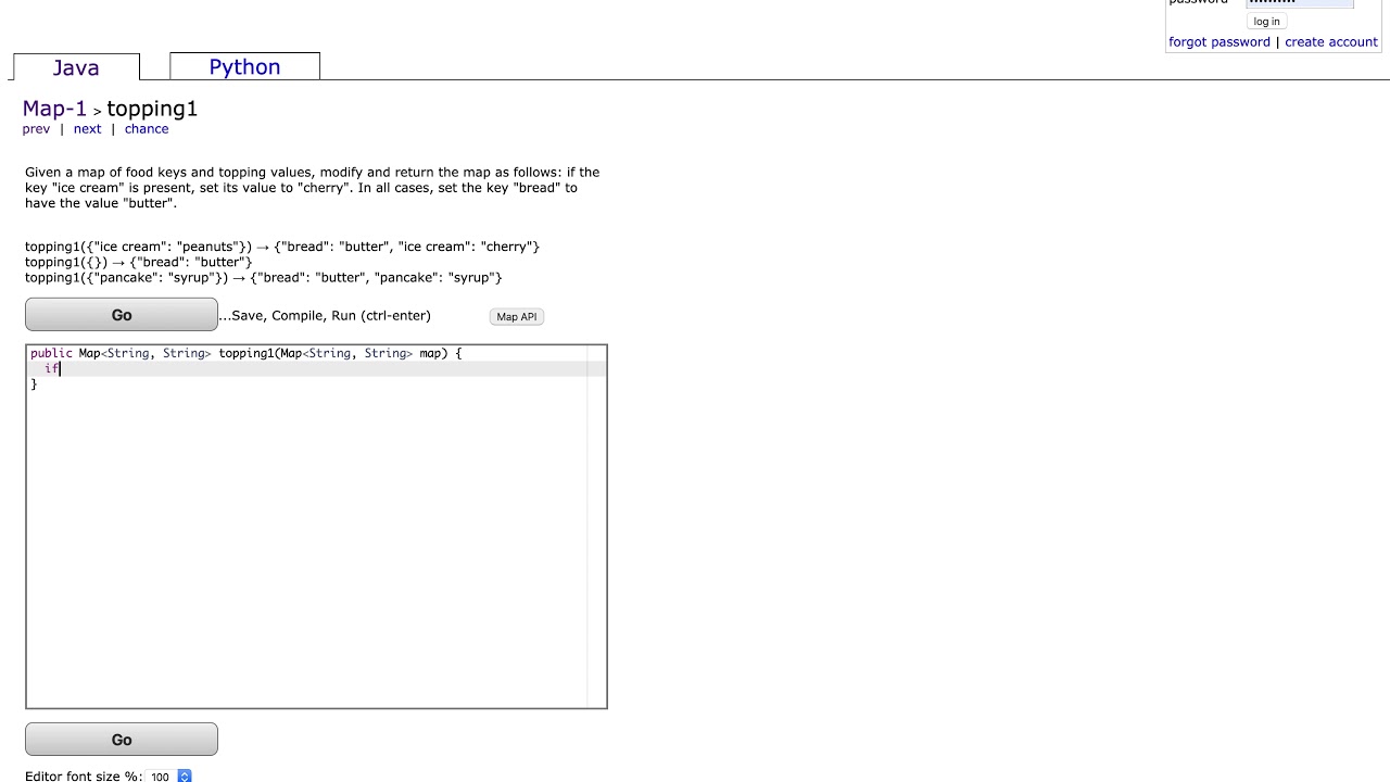 Map-1 (topping1) Java Tutorial ||  Codingbat.com