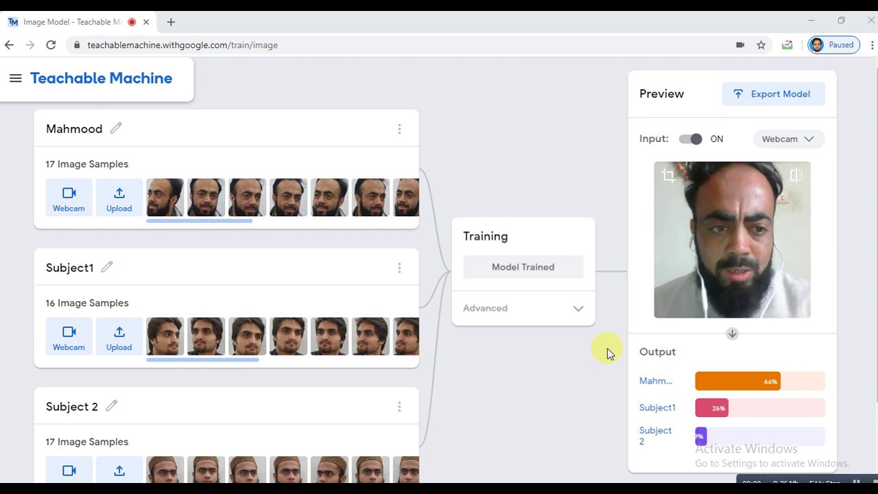 how to train an effective Face recognition classifier using Teachable Machine
