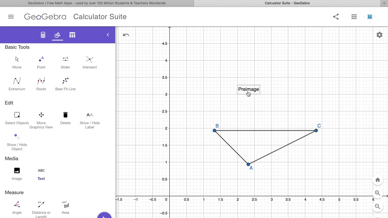 Adding a Text on GeoGebra