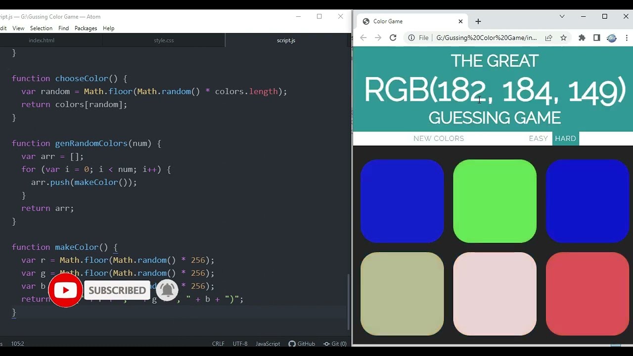 Guessing RGB Color Game with Source Code (HTML, CSS and JavaScript)| codingwithrohani