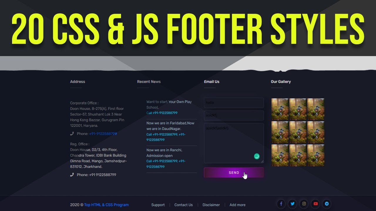 20 CSS and Javascript Footers with Codepen Codes | HTML & CSS Footers