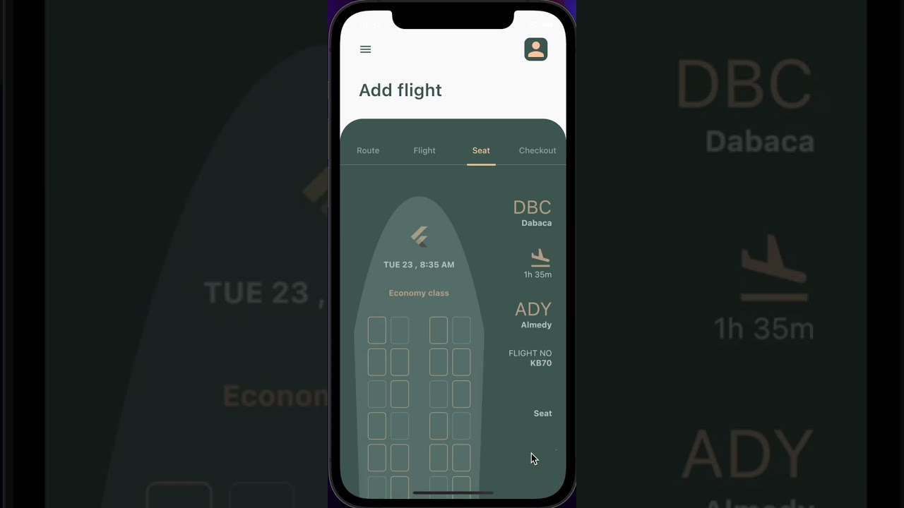 Flight booking app concept created in Flutter