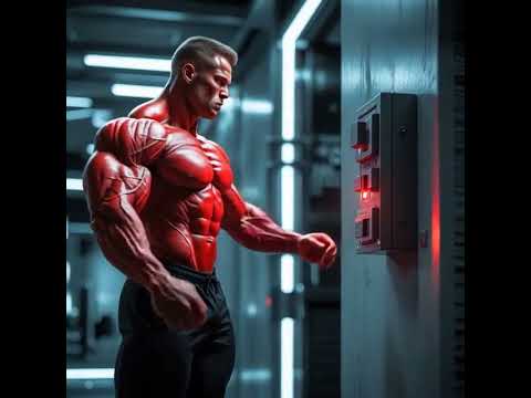 **"POWER DOWN" – The Bodybuilder & The Forbidden Switch 🔥⚡** #muscle #ai #male #digitalmuscle
