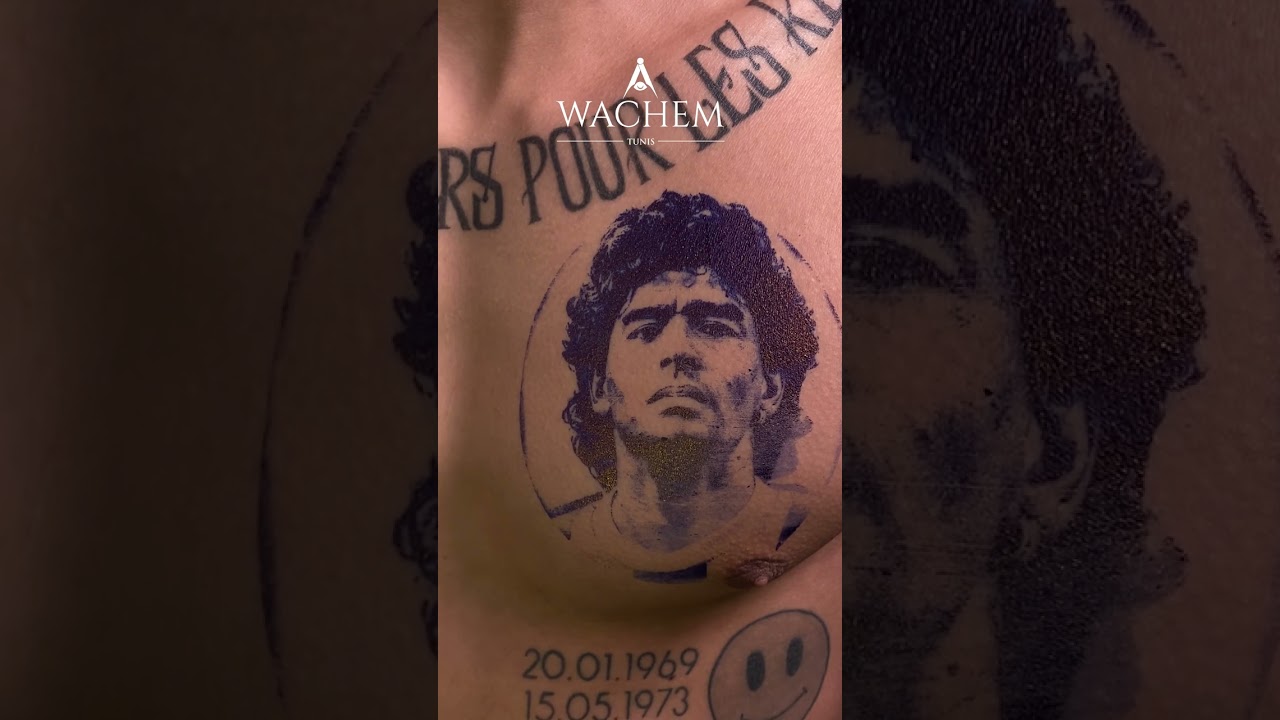 Diego Maradona Portrait Tattoo — Black & Gray Realism