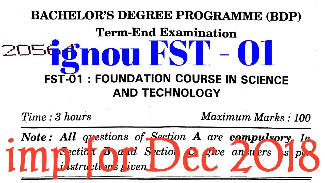 FST 01 Foundation Course in Science & Technology Question paper By TIPS GURU