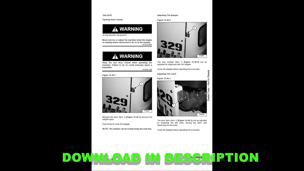 Bobcat 329 Workshop Manual PDF English – Complete Repair, Service & Maintenance Guide (All Models)