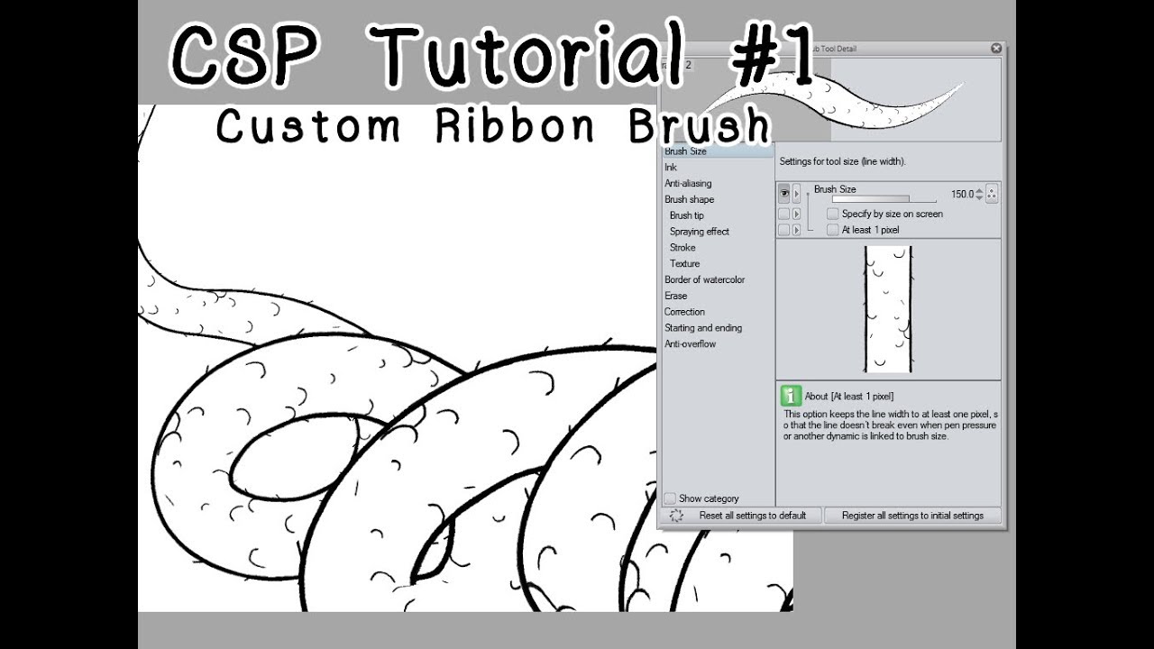 CSP Tutorial - Custom Ribbon Brush (rat tail)