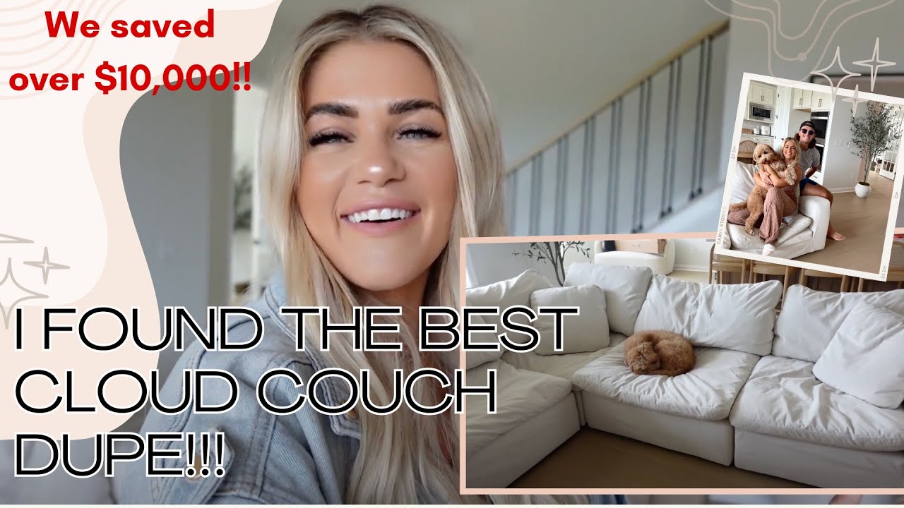 THE BEST CLOUD COUCH DUPE | Spilling a smoothie on my white couch, how to clean, full review!!!