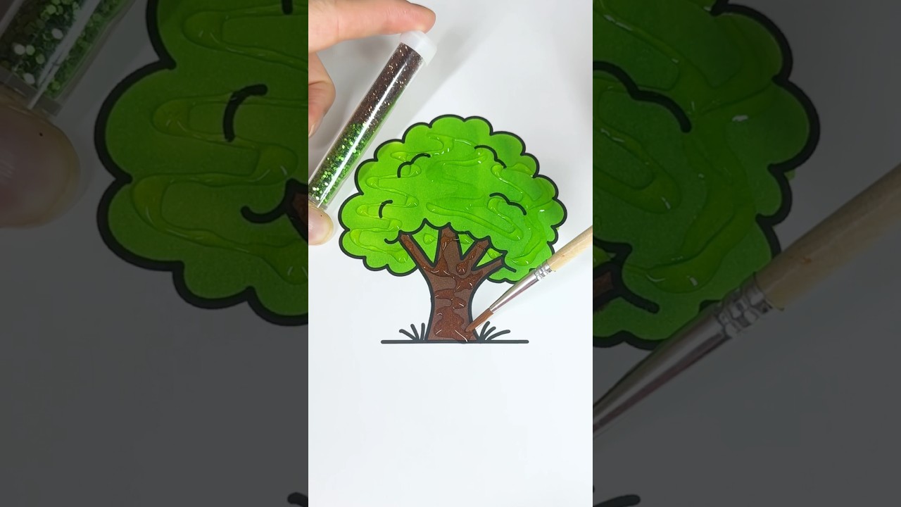 ✨🌳✨ #glitter #glitterart #colorfulcreativekids #tree #nature #green #color