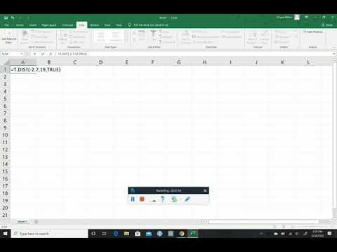 Excel t distribution function