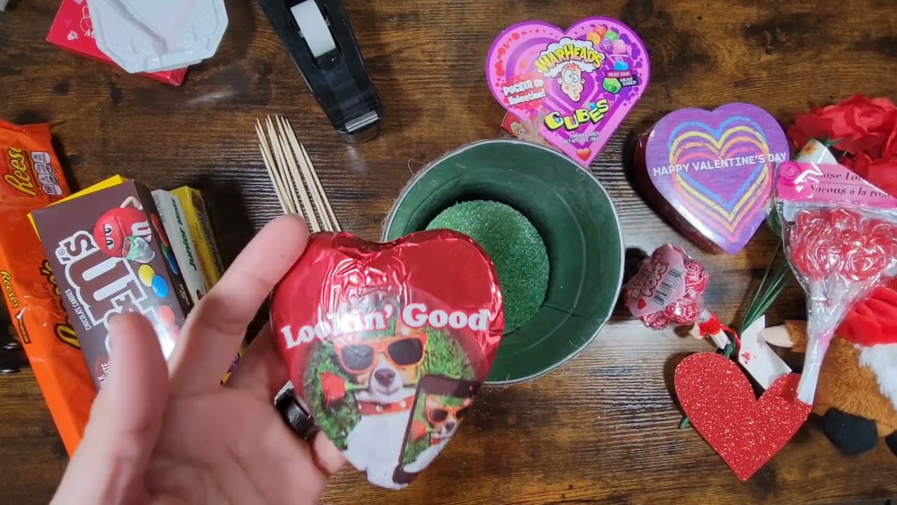 Valentine's Day Candy Bouquet (All from Dollar Tree)