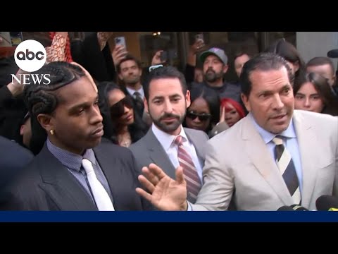 A$AP Rocky reacts to not guilty verdict outside courthouse
