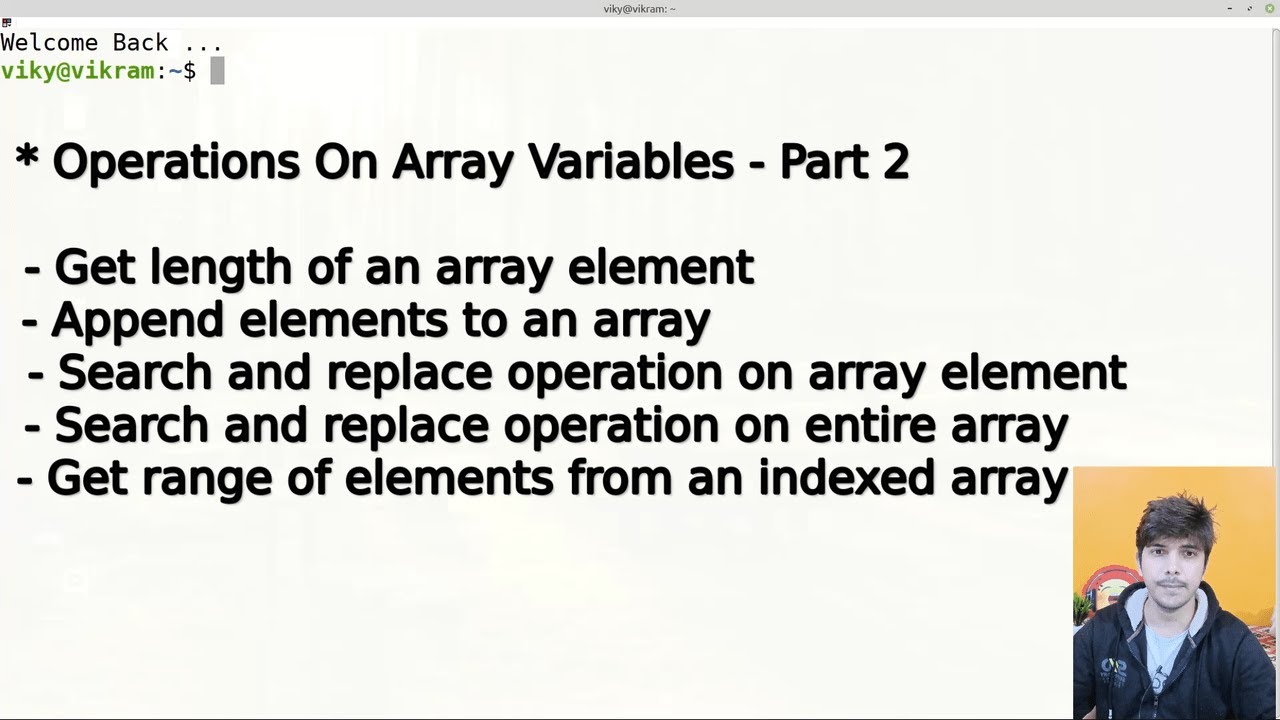 operations on array variables in shell scripting - Part 2 | append elements to an array | replace