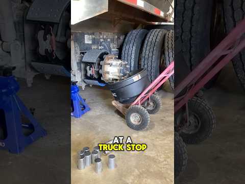 Semi truck tire shop professional mechanic. #trucking #trucker #truckrepair #truckinglife