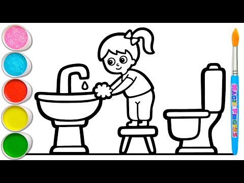 Hand Washing Picture Drawing, Painting, Coloring for Kids and Toddlers | Learn Good Habits #321