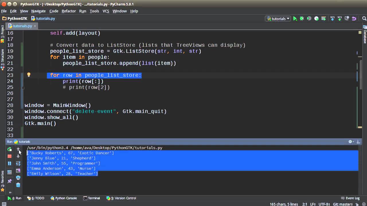Python GUI Development with GTK+ 3 - Tutorial 12 - TreeView