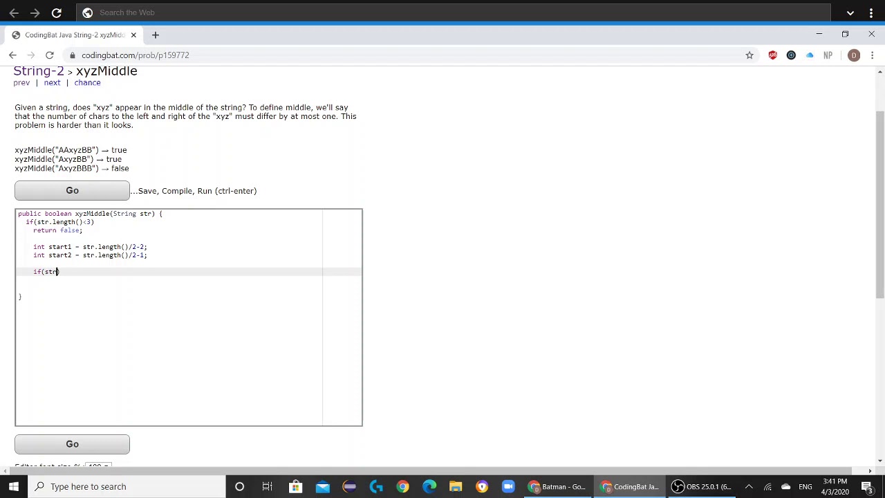 String 2  (xyzMiddle) Java Tutorial || Codingbat.com