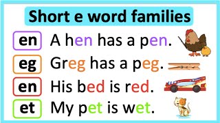 Short E word families 🤔 | -eg, -ed, -en, -et | Learn how to read with ...