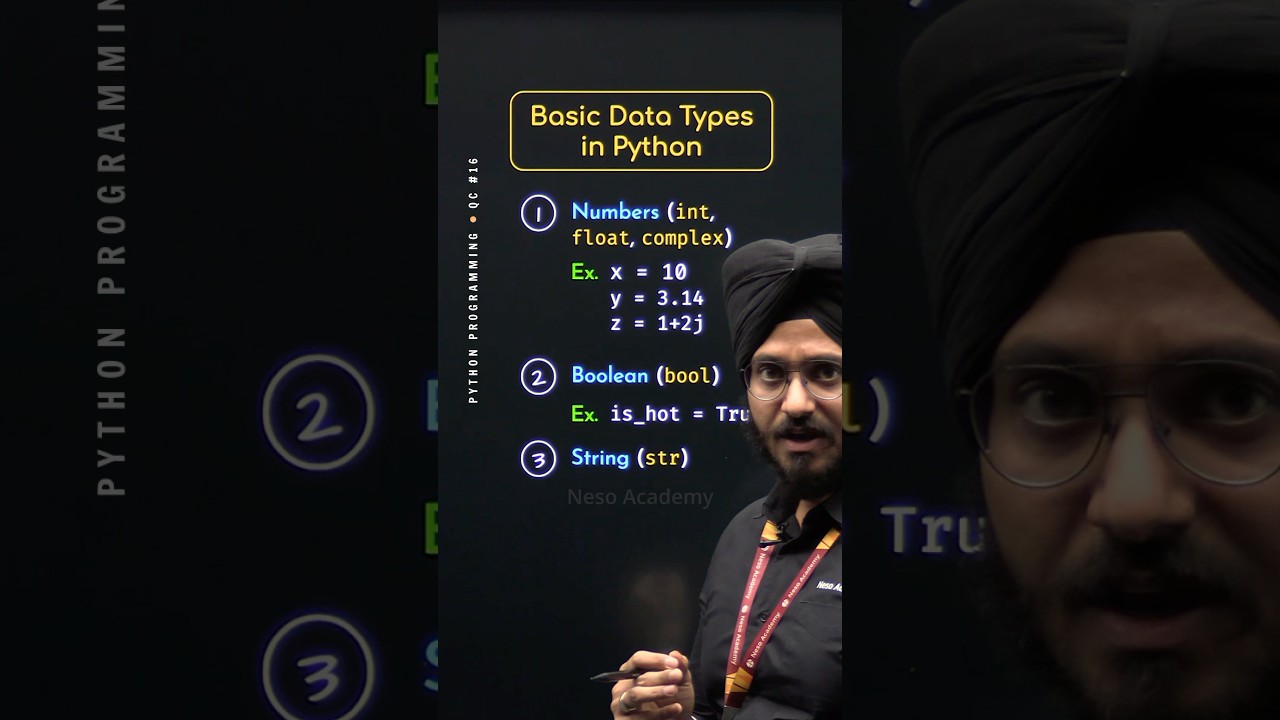 Basic Data Types in Python #Python #NesoAcademy #QuickConcepts